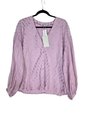 Joie | Tops | Joie Lilac Vneck Buttondown Sheerstripe Balloon Sleeves ...